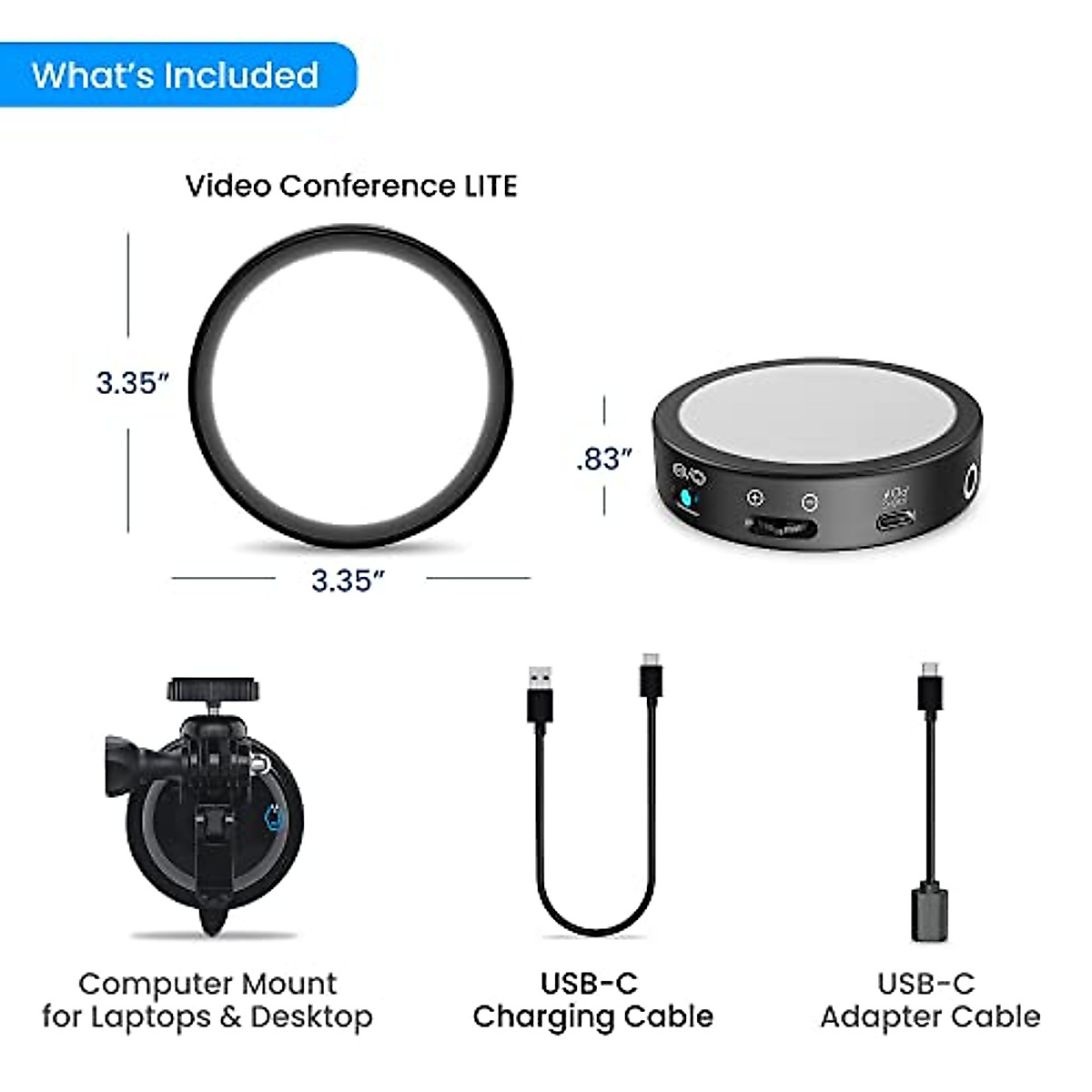 Lume Cube Video Conference Lighting Kit - LITE Edition | Computer Light for Video Conferencing & Live Streaming | Laptop Light, Adjustable Brightness and Color Temperature, Computer Mount Included