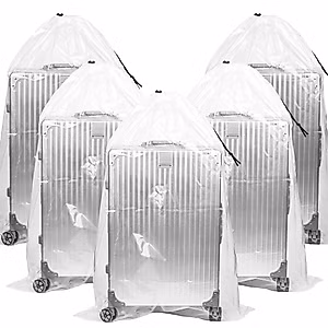 Aoketo 28 x 40 inches Extra Large Clear Drawstring Plastic Storage Bags, Multi-Purpose for Storage and Household Organizing Reusable Bags, Perfect for DustProof, MoistureProof (5 Pack, 4.72 Mil, Flat)
