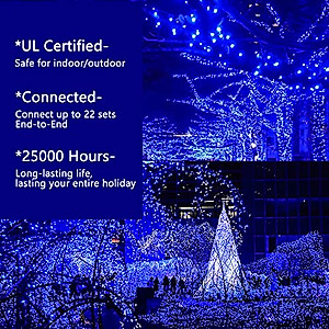 Heyworld Blue Christmas Lights, UL Certified 100 LED Mini Tree Lights, 33ft Xmas Lights, 120V Indoor & Outdoor String Lights, Waterproof Wire Lights for Christmas Tree, Patio, Garden, Home Decoration