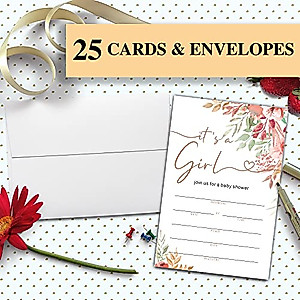 Nopoben Baby Shower Invitations and Envelopes, Floral Baby Shower Invitations, Blush Powder Floral Baby Shower Gender Reveal Party Supplies 25 Cards With Envelopes -(014bbyaoqing)