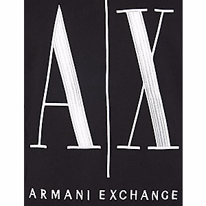A|X ARMANI EXCHANGE mens Icon Project Embroidered Pullover Sweatshirt, Black, Small US