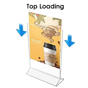 MaxGear Acrylic Sign Holder-Table Card Display-4x6 Inches Clear Sign Holder-Plastic Table Menu Stand-Double Sided Ad Picture Frame for Office, Home, Store, Restaurant, 12 Pack