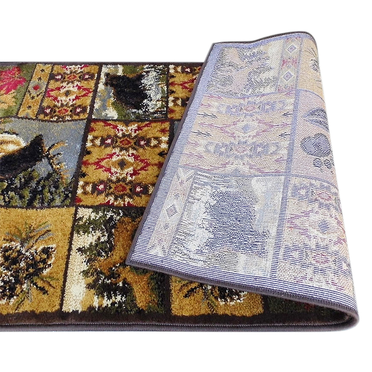 Area Rug Runner Wildlife Bear and Elk Scene (2 Feet 2 Inch X 7 Feet 2 Inch)