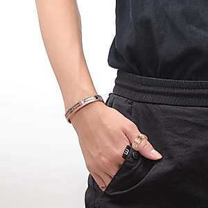 MagEnergy Copper Bracelet for Men and Women, 99.9% Solid Copper Magnetic Bracelets Adjustable Cuff Jewelry Gift Box(Cross Pattern)