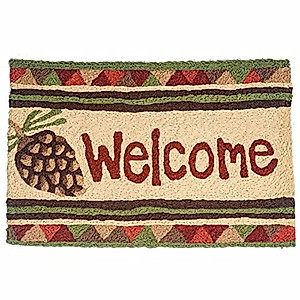 Pine Cone Welcome Machine Washable 20" x 30" Jellybean Accent Rug