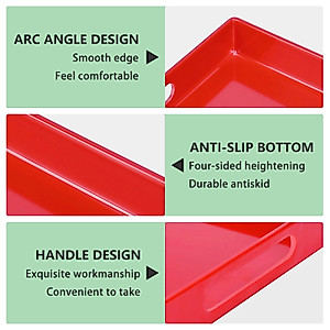 XMNFLY Serving Tray with Handles-10x15Inch Red Melamine Modern Serving Platters,Serving Wine,Coffee,Breakfast/Kitchen Countertop Tray/Makeup Drawer Organizer/Vanity Table Tray/Decorative Tray