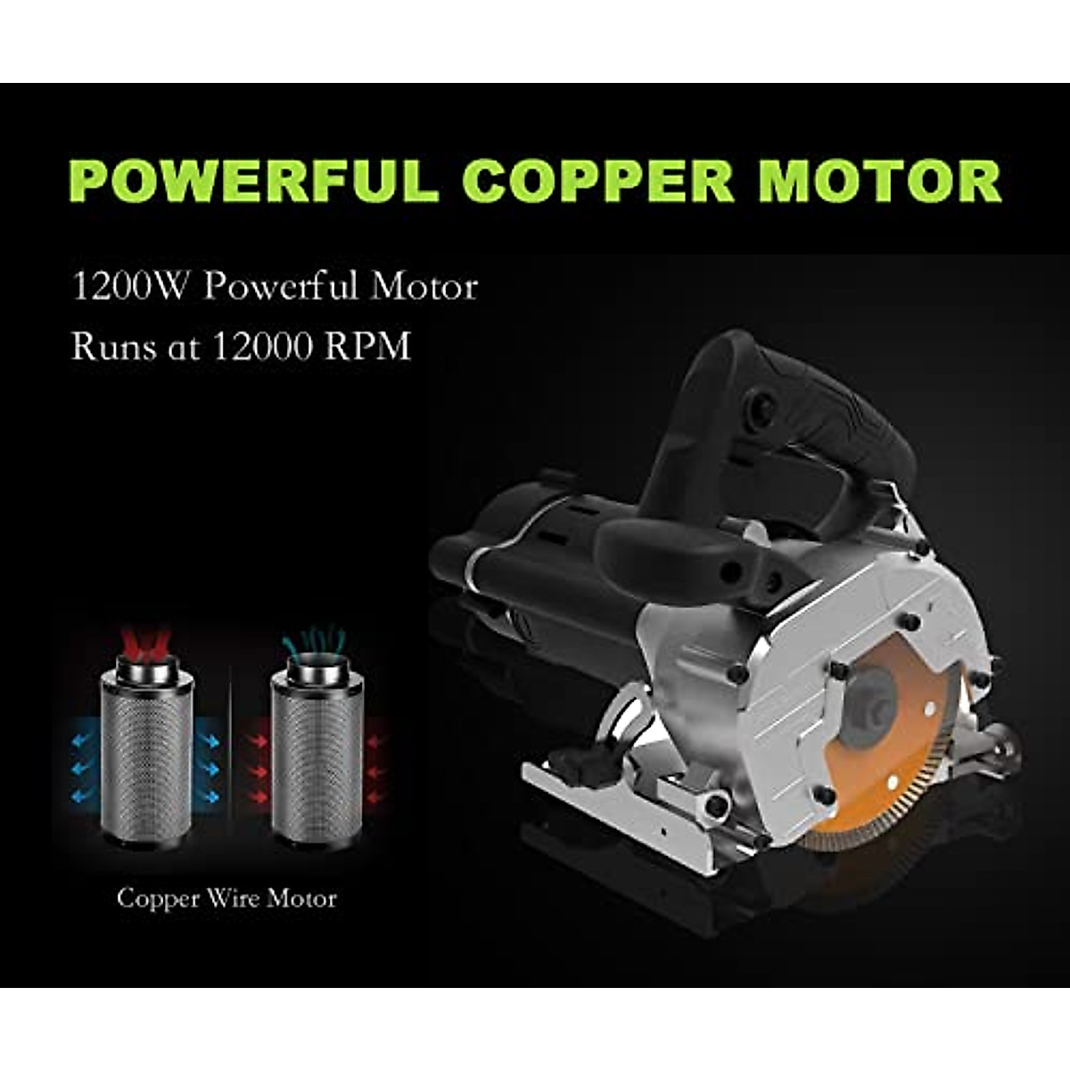 Tekware Masonry Saw with Dust Extraction, 110V 5 in Circular Saw, Light Weight Circular Saw for Wood, Masonry, Tile, and Concrete