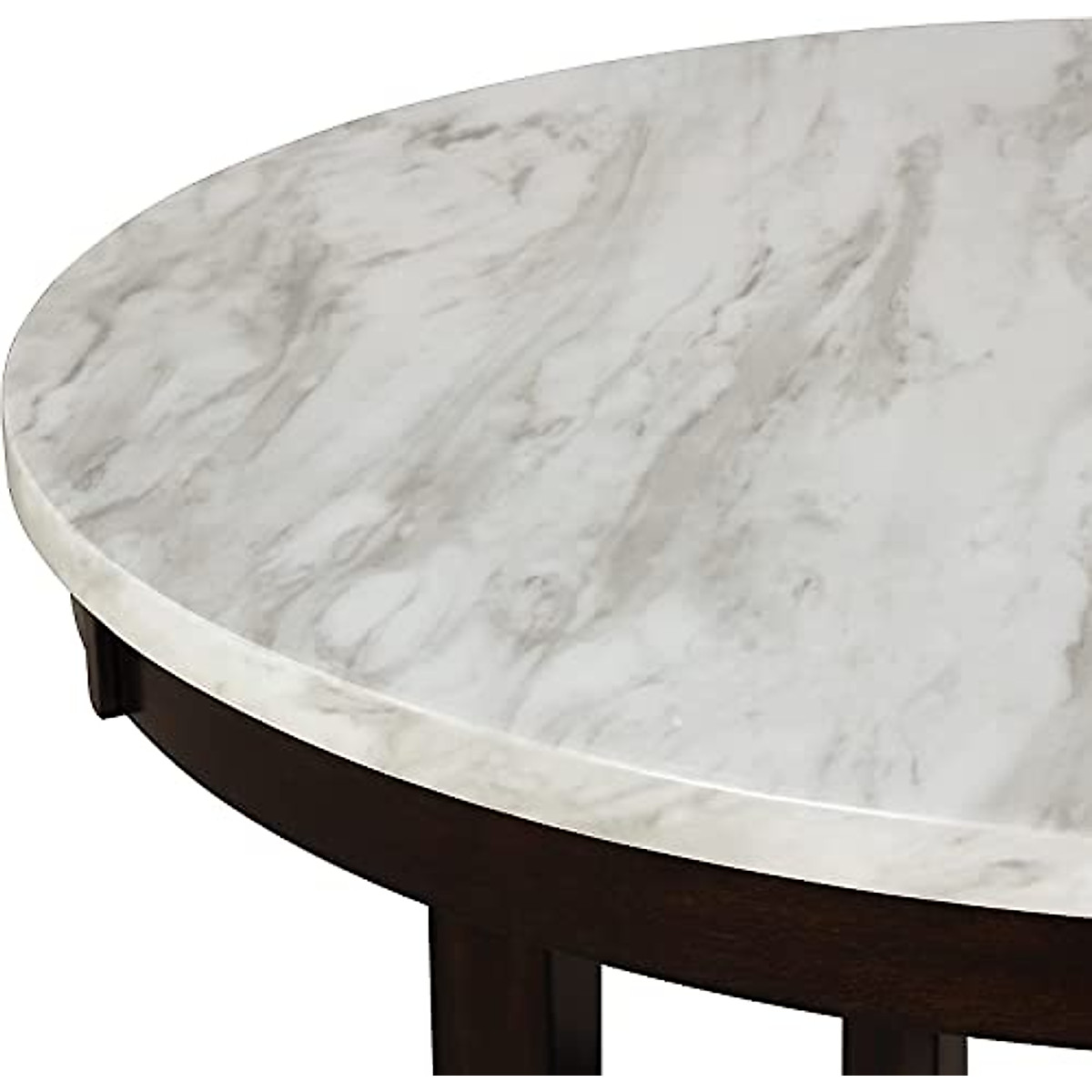 New Classic Furniture Celeste 5-Piece Faux Marble Round Counter Set with 1 Table and 4 Chairs, 42-Inch, Blue