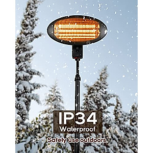 Patio Heater Electric Infrared Heater 1500W with 3 Modes Fast Heating with Tip-Over Overheat Protection for Garage, Backyard, Camping, Balcony use