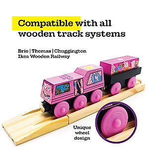 ZANY TRAINS Series 1 - Wooden Train Set with Cargo - Compatible with All Wooden Train Sets - Wooden Train Cars (Sugar Rush Susie)