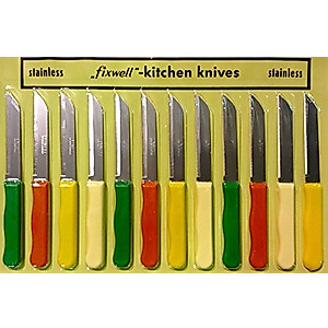 Fixwell Stainless Steel Multi Purpose Knives, 12 pcs, RED GREEN
