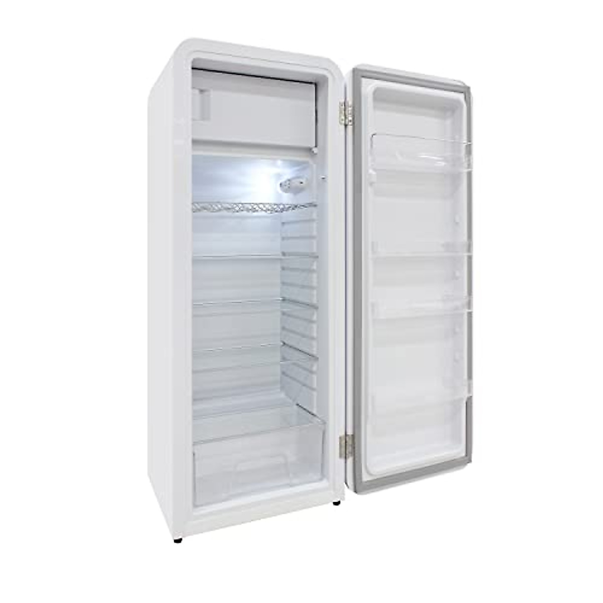 BRAMA Retro Fridge with Top Freezer 9.9 Cu.Ft. Full Refrigerator for Apartment, Condo, House, Kitchen, 24-Inch, White