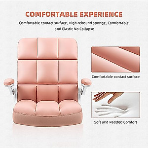 SEATZONE Home Office Desk Chairs Pink PU Leather Office Chair Comfortable Ergonomic Executive Computer Chairs for Women and Adults, Girls