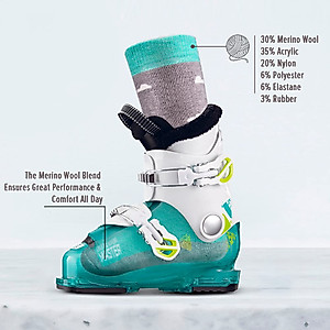 OutdoorMaster Kids Ski Socks - Merino Wool Blend, Over the Calf Design (S, Green - 2)