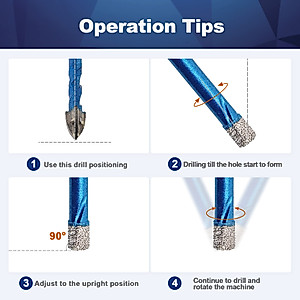 Diamond Drill Bit - BRSCHNITT 1/4 inch Masonry Drill Bits Set for Porcelain Tile Ceramic Stone Granite Marble,Hex Shank Diamond Hole Saw Drill Bit(5pcs/Pack).