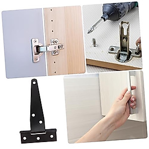 Generic 6pcs 4 Steel Door Hinges T Strap Hinges Black Door Hinges Heavy Duty Shed Hinges Heavy Duty Tee Hinge Square Barn Hinges Garden Shed Hinges T Hinge Shed Flat Spring Iron Hardware