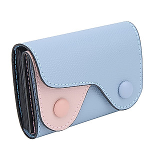 Ymiko Anti-Theft Card Bag Mini Credit Card Holder Portable Wallet Cartoon Cute Pattern PU Leather Change Pocket Purse for Women Men (Light Blue)