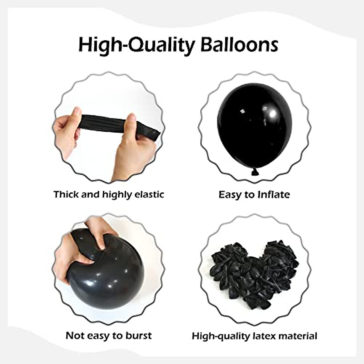 FOTIOMRG 110pcs Black Balloon Garland Arch Kit, 18 12 10 5 inch Black Latex Balloons Different Sizes Pack for Birthday Graduation Baby Shower Father's Day Party Decorations