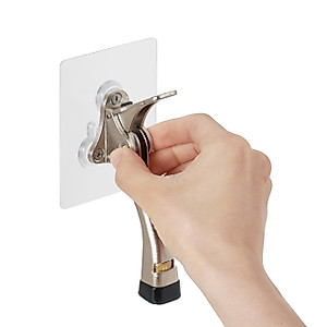 HOME&I No Drilling Kick Down Door Stop Stopper with Self-Adhesive Traceless Mounted Screw Bracket,Stickers.Easy Pedal Easy Step Door Kick Doorstop,Height-Adjustable Rubber Foot,4 Inch (Satin Nickel)