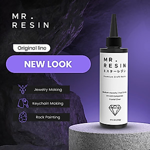 MR. RESIN UV Resin Kit with Light (250g) Use for : Doming, Rock Painting, Molds, Keychain Making, Jewelry Making, Crystal Clear and Fast Curing with UV Lamp and Sunlight!