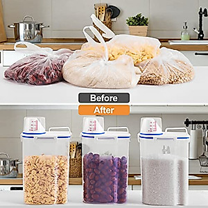 HNNJCK 3 Liter Rice Storage Container Rice Dispenser, 5lbs Cereal/Flour/Sugar/Dry Food/Oatmeal Containers with Lids for Pantry & Kitchen, Plastic Air Tight Pet/Dog/Cat Food Storage Container