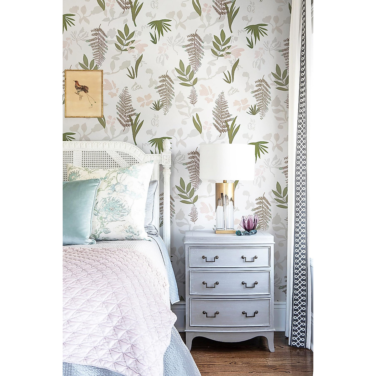 Floral Peel and Stick Wallpaper Modern Leaf Contact Paper Removable Wallpaper Decorative Self Adhesive Wallpaper Wall Paper 17.3" x 393.7"