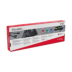 HyperX Alloy Origins - Mechanical Gaming Keyboard, Software-Controlled Light & Macro Customization, Compact Form Factor, RGB LED Backlit - Clicky HyperX Blue Switch, Full Size (Renewed)