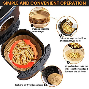 100 PCS Air Fryer Disposable Paper Liners, Maiqufa® Oil-Proof Water-Proof Parchment Round Paper Liners, for Baking Cooking Grilling Frying and Roasting Microwave(6.3in)