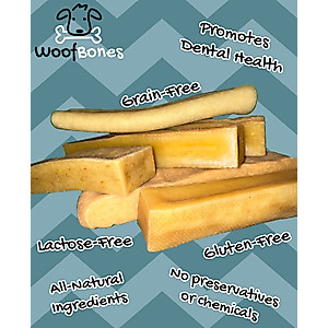 WoofBones Premium Yak Cheese Himalayan Dog Chews, All-Natural, Gluten-Free, Grain-Free, Lactose-Free, Long-Lasting Yak Chews for Dogs Healthy Dog Treats (Large Chew 1LB Pack)