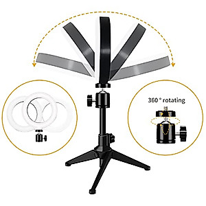 Desk Ring Light for Zoom Meetings - Video Conference Lighting Kit for Laptop Computer, 6” Clip on Table LED Light Lamp with Tripod Stand for Video Recording, Remote Working, Gaming, Vlogging
