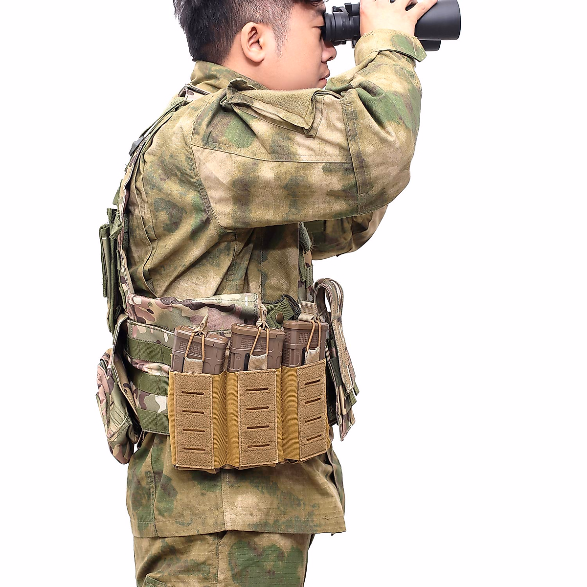 Tripple Mag Pouch Molle Open-Top Tripple Magazine Pouch for M4/M16/AR/AK Rifle Magazines (Army Green)