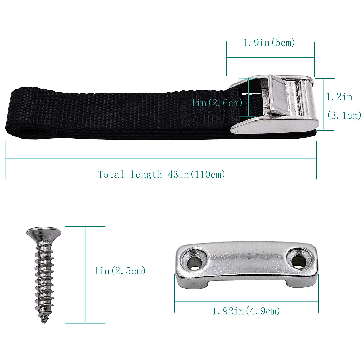 YYST Cooler Tie-Down Kit Strap Improved Cooler Straps Compatible with Yeti RTIC Igloo Coleman Coolers W SS 316 Buckle and 316 Deck Loop to Keep Your Cooler Secured - No Cooler – Type B (2)