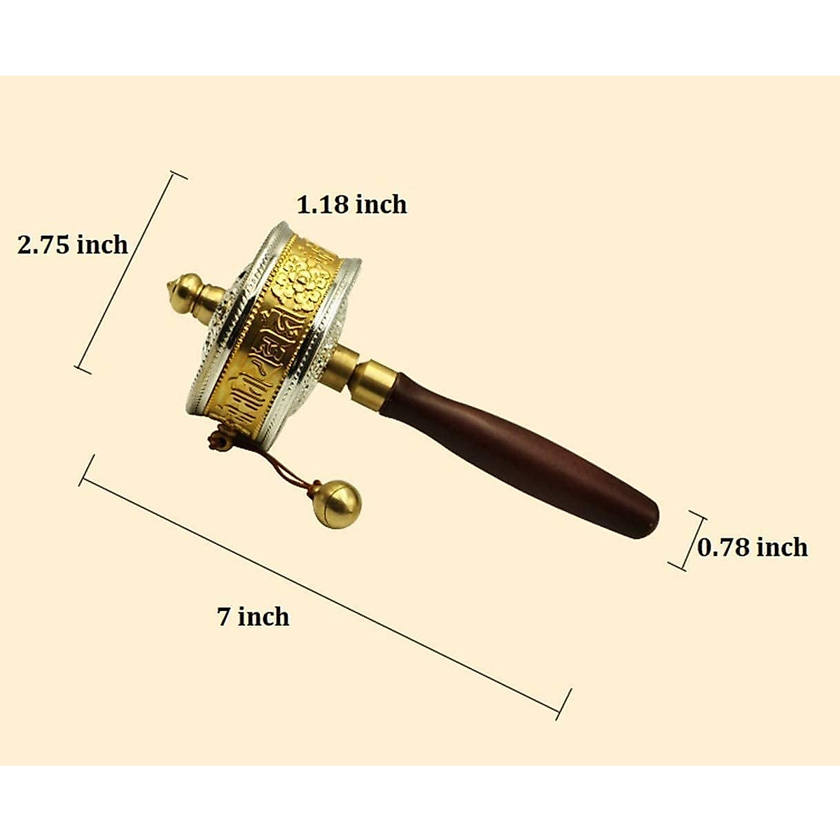 Prayer Wheel with Lotus Base, Tibetan Buddhist Copper Hand Held Prayer Wheel with Kālacakra Mantra Scroll, Premium Buddha Religion Scriptures Prayer Wheel for Relaxing, Praying, Meditation, Healing