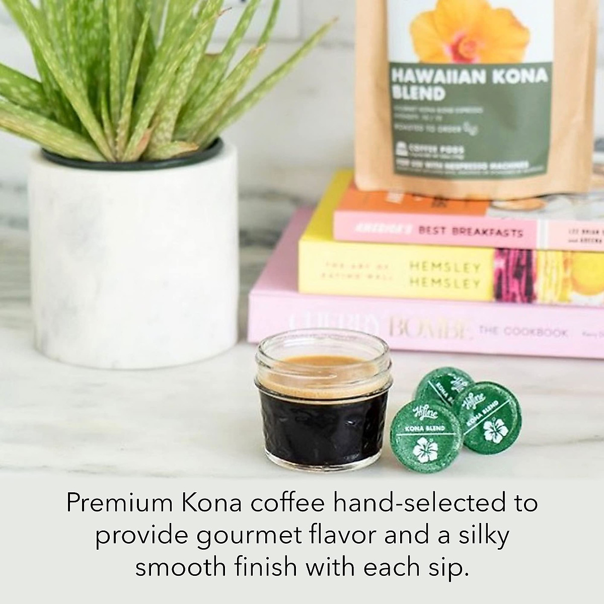 HiLine Coffee Espresso Pods, Hawaiian Kona Coffee, 20 Count (Pack of 1), Single Cup Espresso Capsules, Compatible with Nespresso Original Brewers