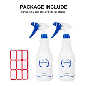 Bealee Plastic Spray Bottle, Empty Spray Bottles (2 Pack 24 Oz), All-Purpose Sprayer for Cleaning Solutions, Bleach Spray, Planting, BBQ, Mist & Stream Water Spraying Bottle with Adjustable Nozzle