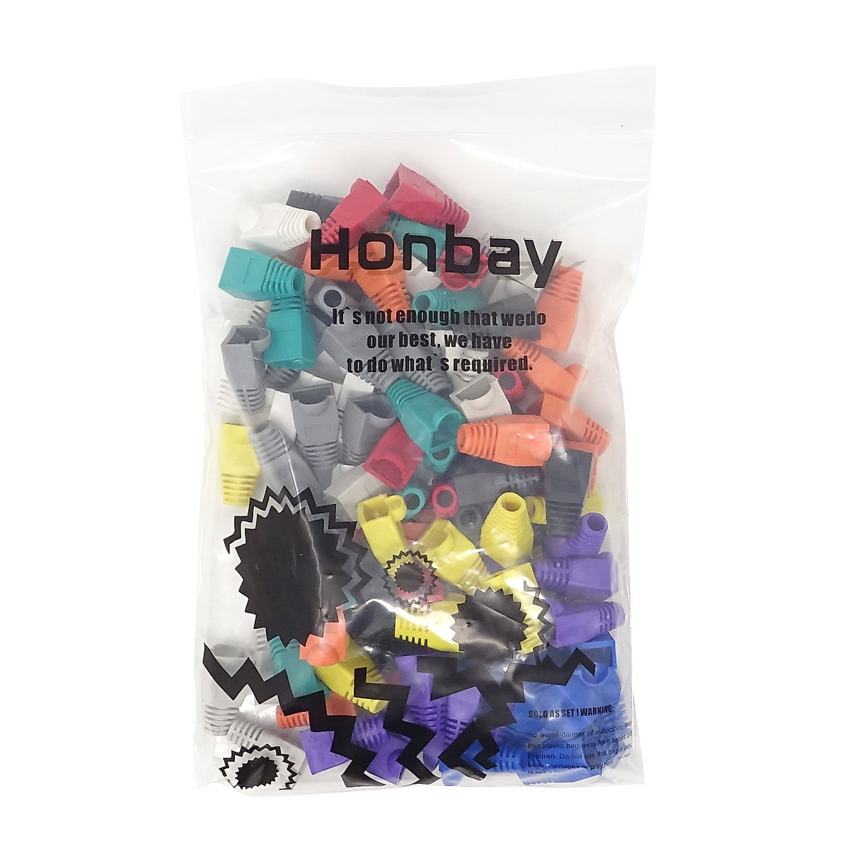 Honbay 100PCS 10 Colors Plastic RJ45 Ethernet Network Cable Strain Relief Boots Cable Connector Plug Covers for CAT5 CAT5e CAT6