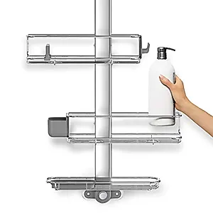 simplehuman Adjustable and Extendable Shower Caddy Large, Stainless Steel and Anodized Aluminum