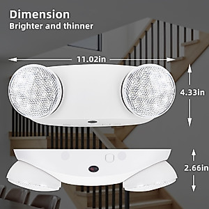 LED Emergency Lights with Battery Backup, Two Head Adjustable Commercial Emergency Lighting, AC120-277V, Hardwired Emergency Exit Light Fixtures for Home and Business, UL Listed, 14 Pack