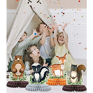 9Pcs Woodland Animals Honeycomb Centerpieces, Woodland Baby Shower for Table Decorations, Forest Themed Birthday Party Supplies, Wild One Birthday Party Decorations for Boys Girls