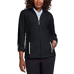 Karen Scott Women's Sport French Terry Ribbon Trim Jacket Black Size X-Small