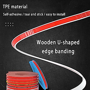 LOVEDELU Flexible U-Shape Edge Banding, 32.8ft Self Adhesive Veneer Edging Trim Edge Protector, Furniture Edge Strip for Countertop Table Cabinets Shelves(Black),32mm