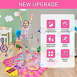 Dance Mat-Kids Dance Mat-Electronic Dance Pad Game Toy for Kids-Dance Mat with LED Lights, Built-in Music, Adjustable Volume, 5 Game Modes-Dance Mat Gift for 3-12 Year Old Girls Boys(Princess Style)