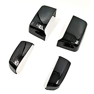 Custom Painted Black 8555 Mirror Cover Caps Skull OE Repalcement 14 15 16 17 18 19 For GM Chevy Silverado GMC Sierra Towing Mirrors Door Rear View Upgrade Pickup Truck Tow Telescoping (Glossy Black)