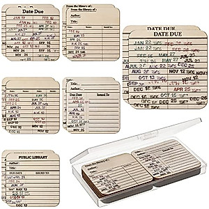 Newtay 12 Pcs Library Due Date Card Coaster Set Vintage Coasters Coffee Mug Handmade Decor with and Day Stamps Design for Book Lovers Writers Women Men