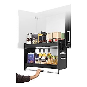 HDHRBH 24 Inch Pull Down Shelf,Pull Down Shelf Cabinet Organizer,Kitchen Cabinet Pull Down Shelf,Convenient Heavy-Duty 2-Tier Wall Pull Down Shelf ,High Cabinet Pull Down Shelf