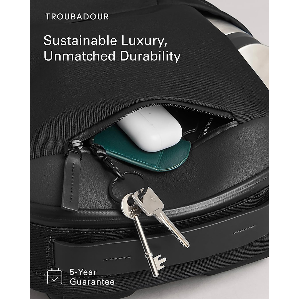 Troubadour Apex Compact Backpack 3.0 - Premium Waterproof Laptop Backpack Fits Up to 16" - Ergonomic Design for Work and Travel - Stylish Compact Backpack with 5-Year Guarantee - Black