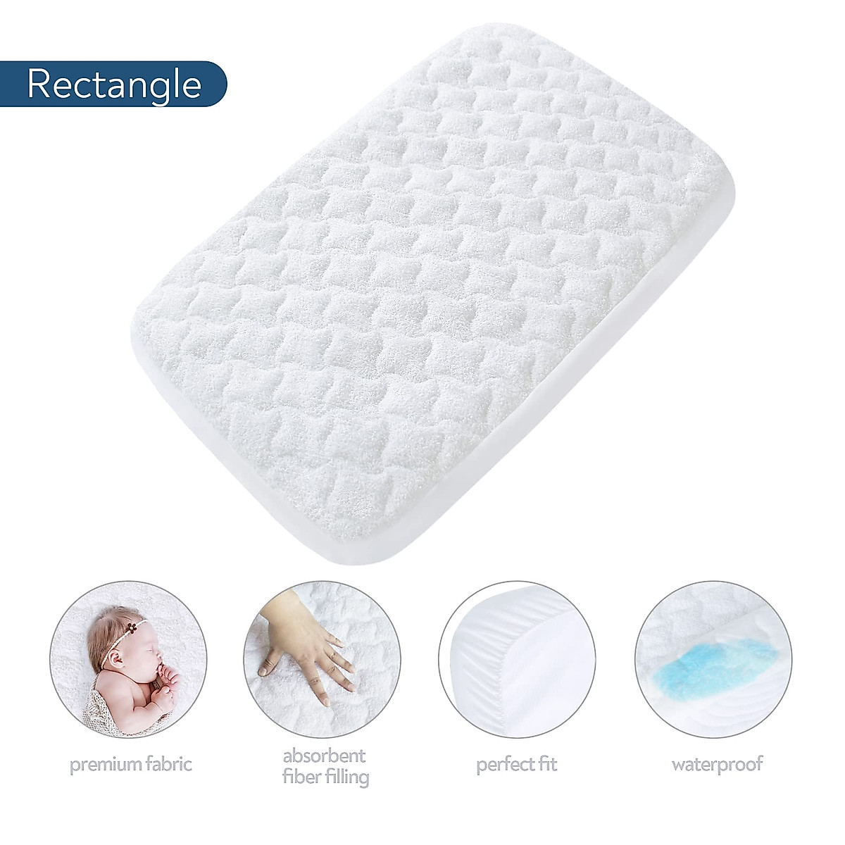 Baby Waterproof Bassinet Mattress Pad Cover and 100% Cotton Sheet(White), 20" x 33"