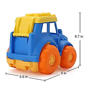 LotFancy 9'' Dump Truck Toy for Kids, Small Plastic Sand Truck, Construction Play Vehicle Toy for Baby Toddlers Outdoor, BPA and Phthalates Free