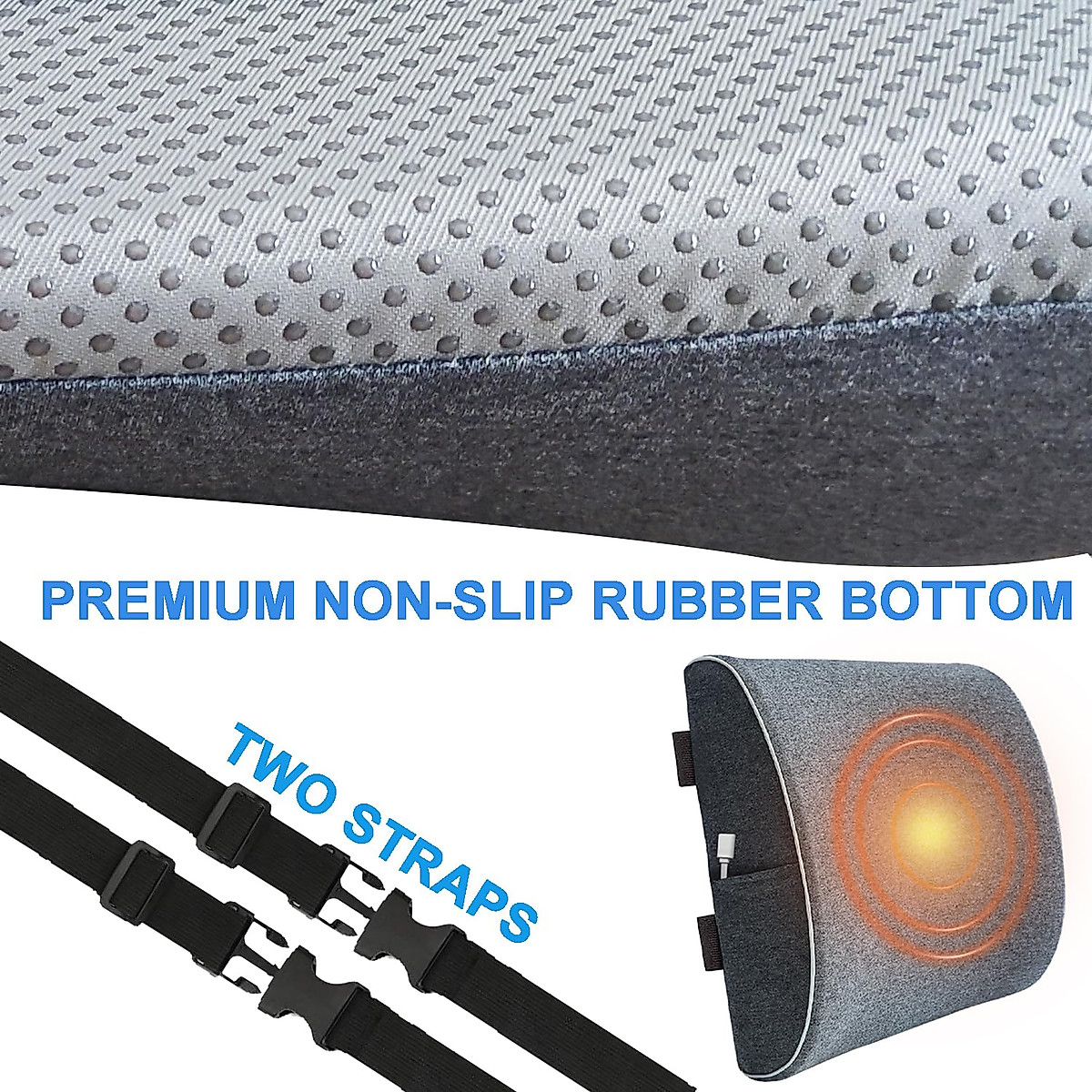 Heated Lumbar Support for Office Chair Memory Foam Back Cushion with Heating Pad for Back Pain Relief, Lumbar Pressure Decompression, Sciatica Pain Release