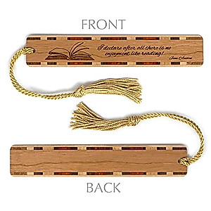 Jane Austen Reading Quote Engraved Wooden Bookmark - Also Available with Personalization Made in USA
